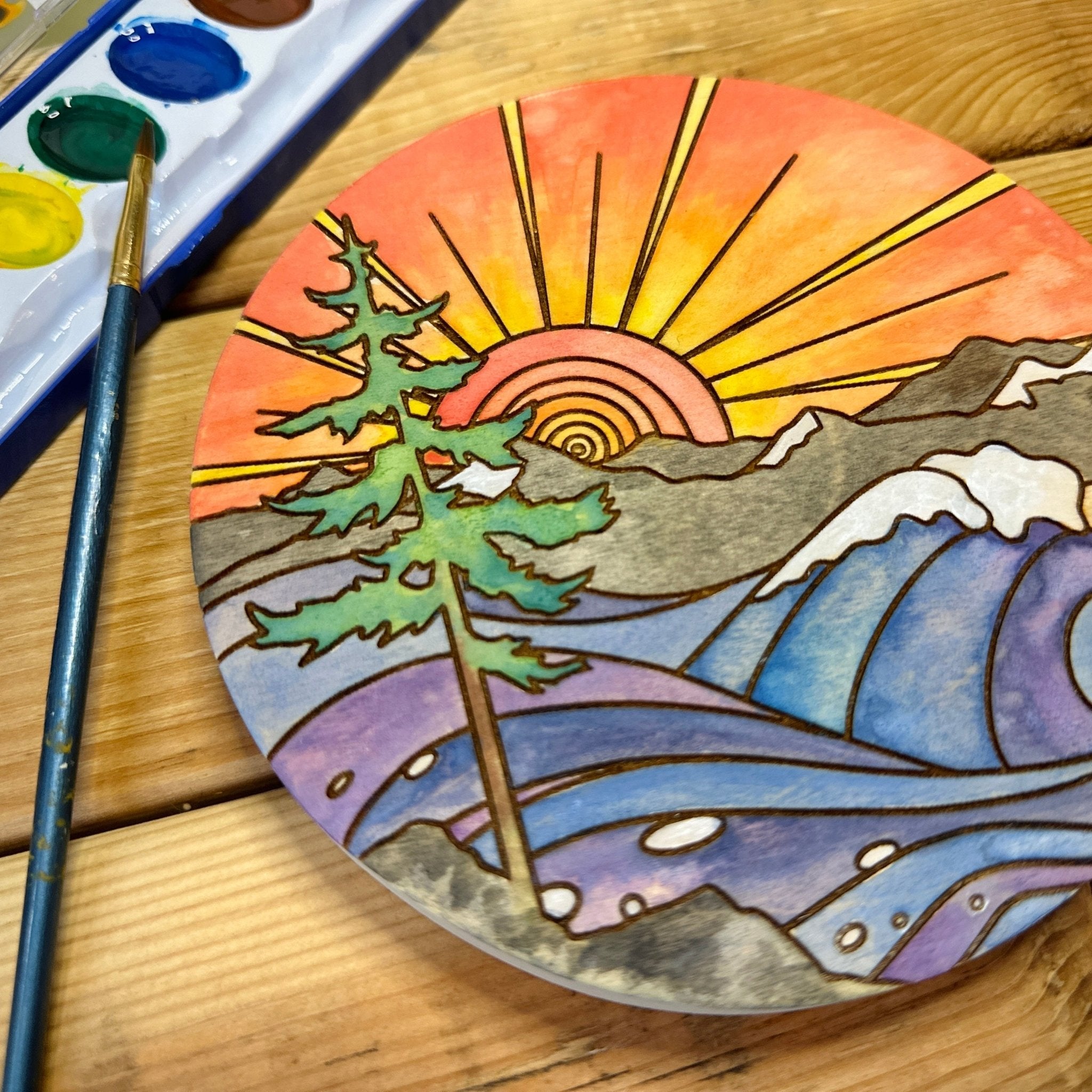 “Give Me Both” 6” Watercolor DIY Kit – Mountain & Ocean Wood Art | Havyn